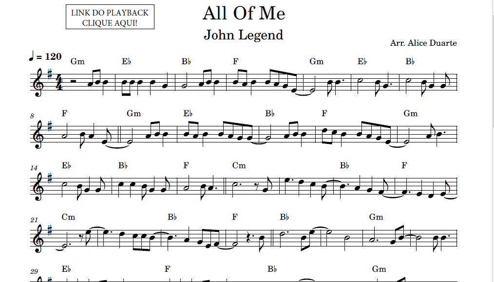 All of me (John Legend) - Partitura para Instrumentos em Mi Bemol c...