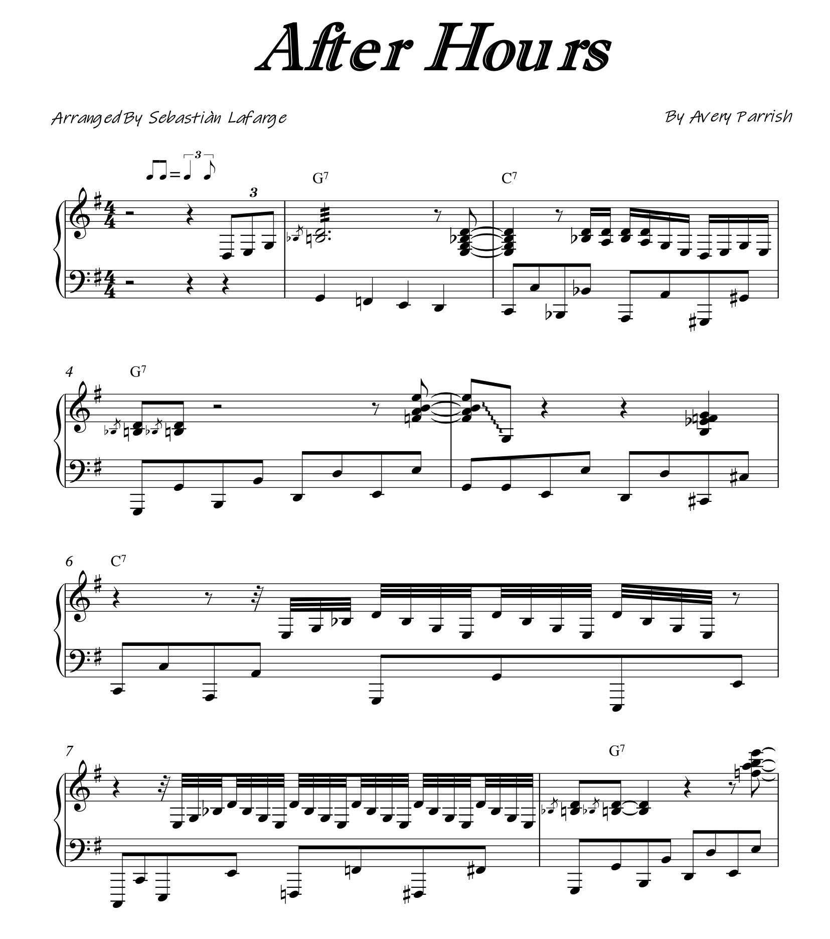 Partitura De After Hours Blues Piano Solo