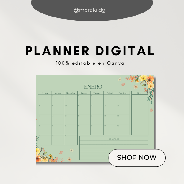 Planner Mensual Editable - Diseño Floral - Meraki.dg | Hotmart