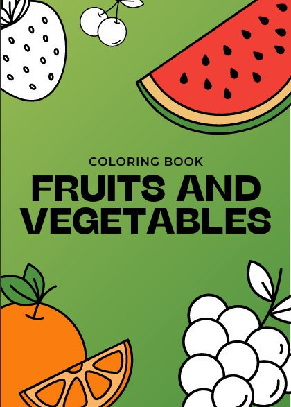 Coloring Book – Fruits & Vegetables in English for Kids | Hotmart