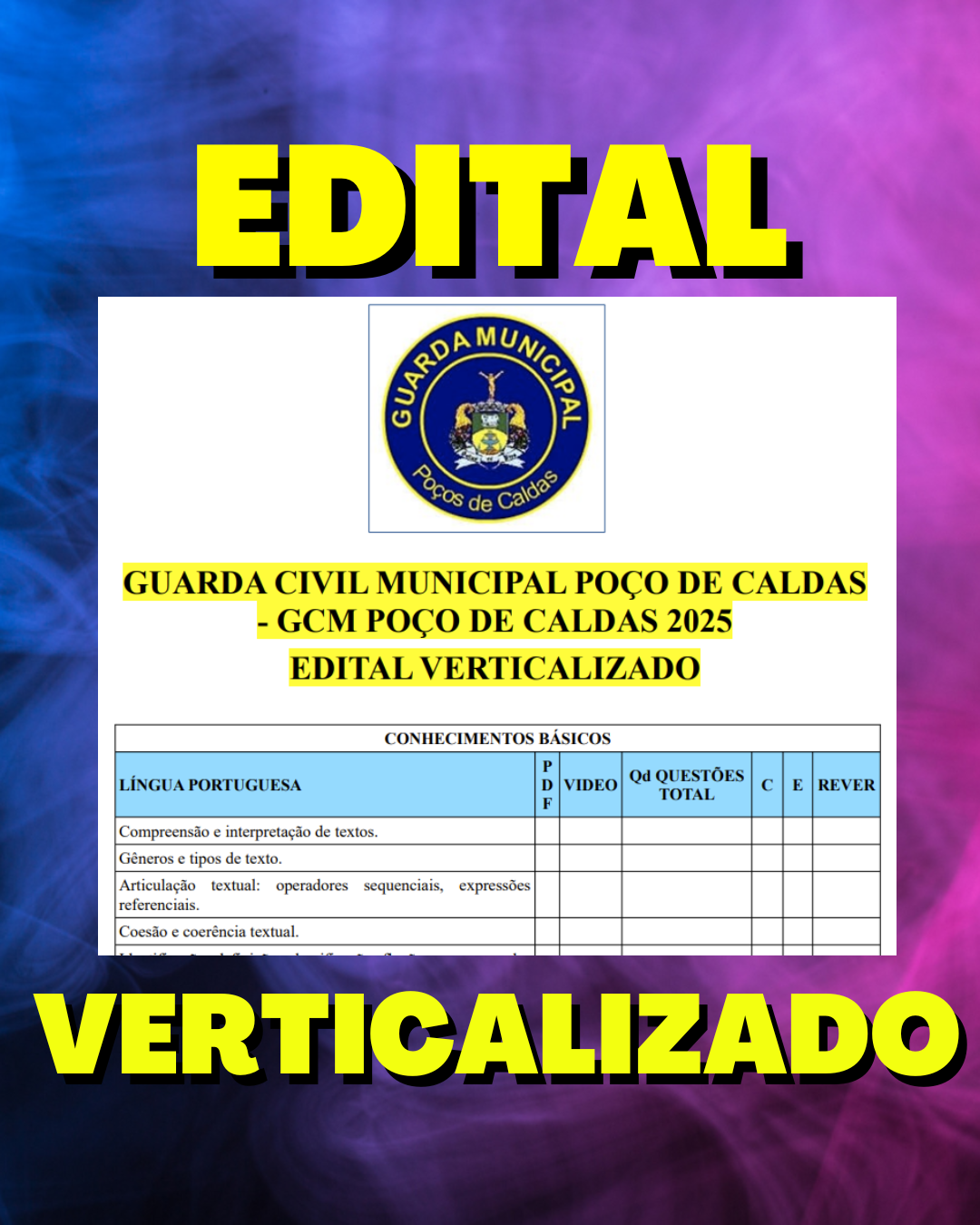 EDITAL VERTICALIZADO GUARDA CIVIL MUNICIPAL POÇO DE CALDAS - GCM PO...