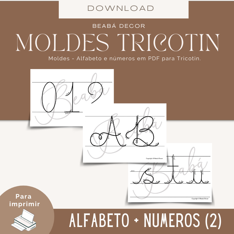 Moldes em PDF para Tricotin - Alfabeto e números 2 - Rosane Sydlows...