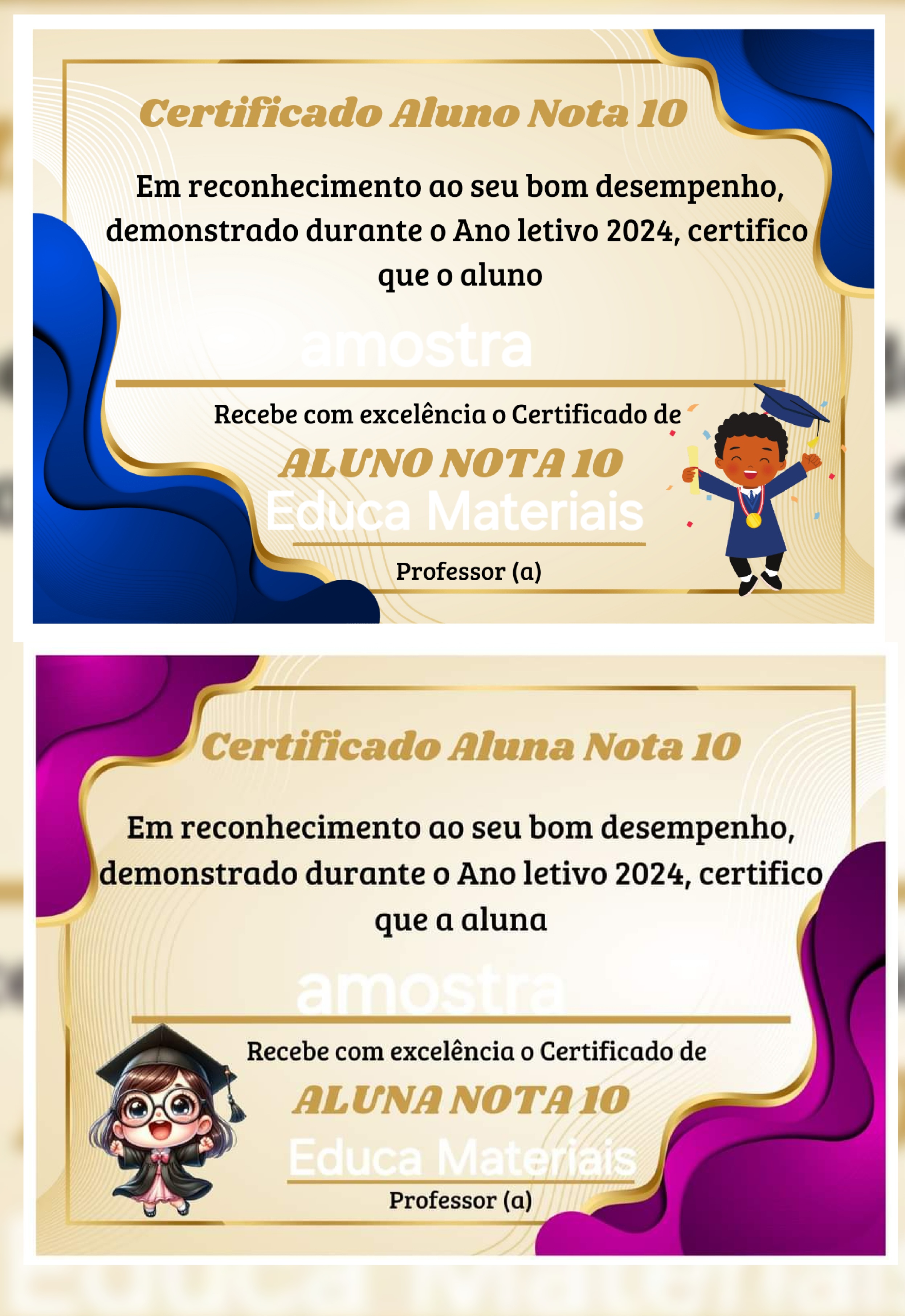 💌👩🏽‍🎓🧑🏻‍🎓Certificado Aluno (a) Nota 10 (2024) - Educa Mate...
