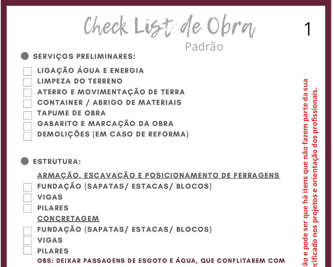 Check List Obra