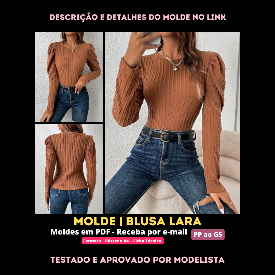 ⭕[Molde em PDF] - Blusa Lara ID 2831772 [PP ao G5] - Empreendedora ...