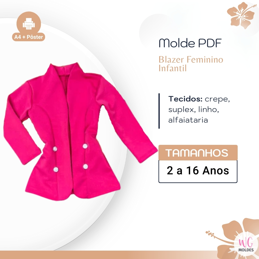 MOLDE BLAZER FEMININO INFANTIL - Moldes WG | Hotmart