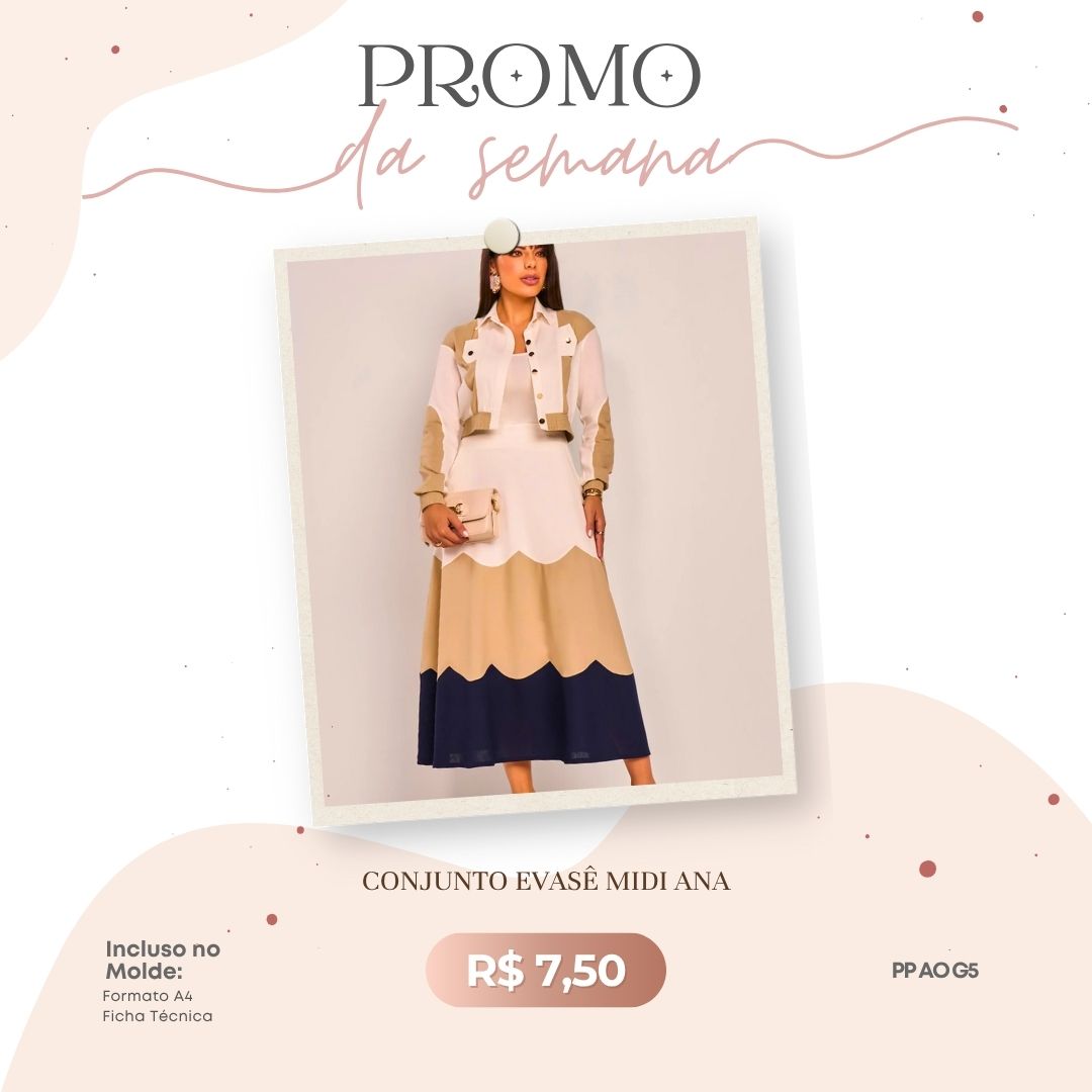 Conjunto Evasê Midi Ana - Promo - Mily Moldes | Hotmart