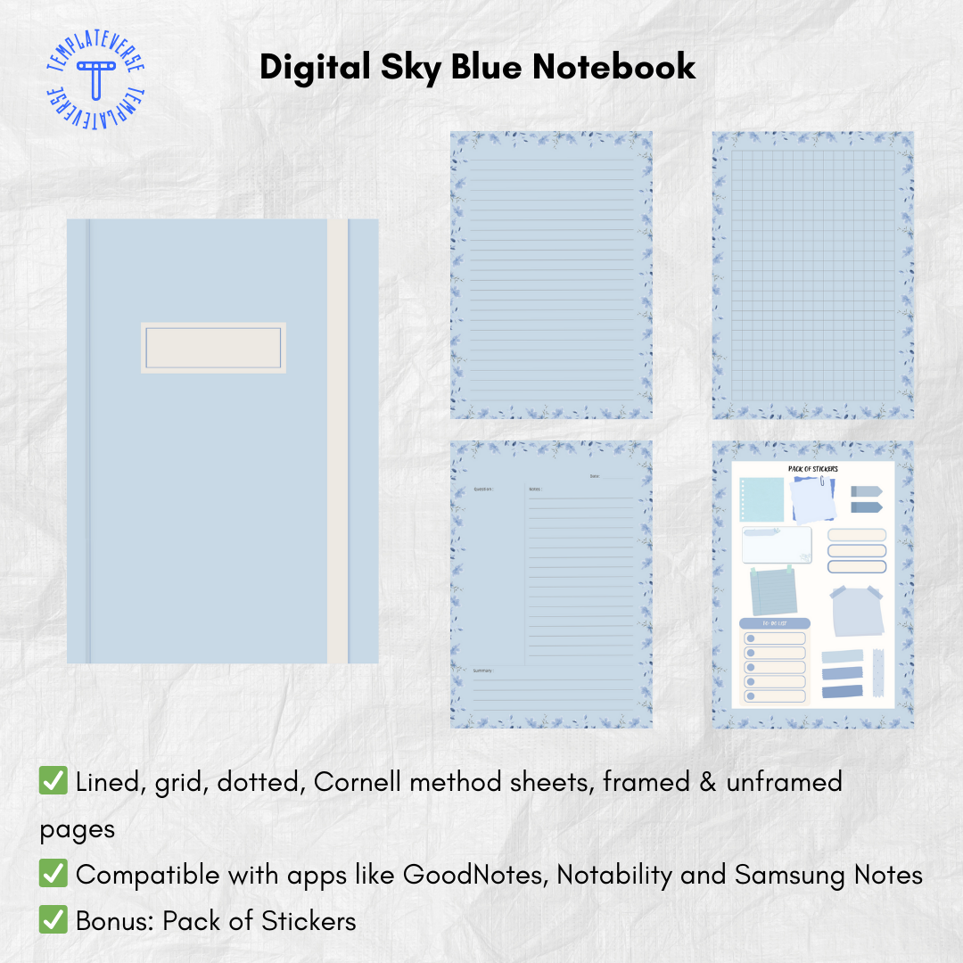 Sky Blue Digital Notebook