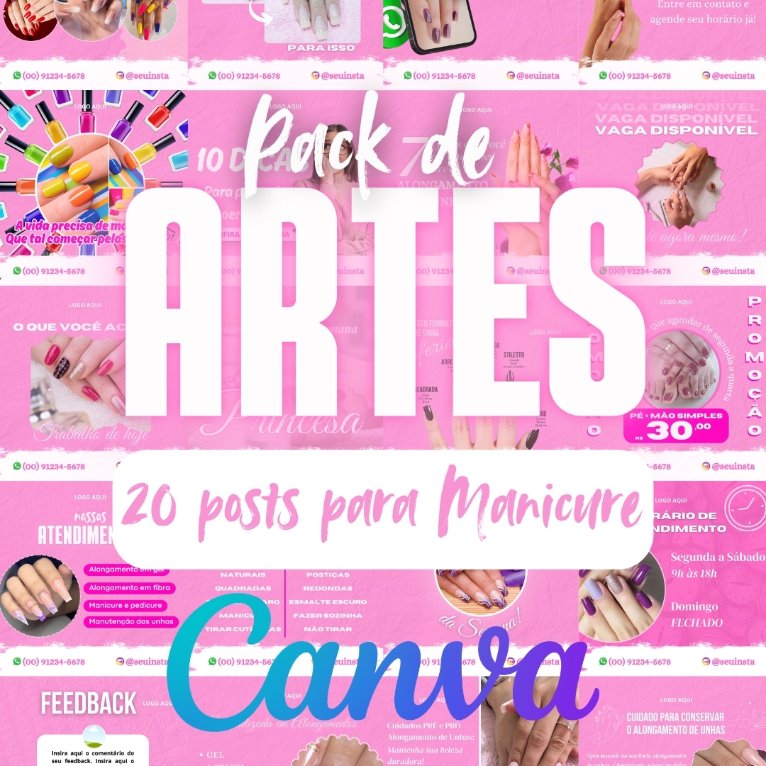 Pack Canva Editável - Manicure e Nails Design - Leonardo Oliveira S...