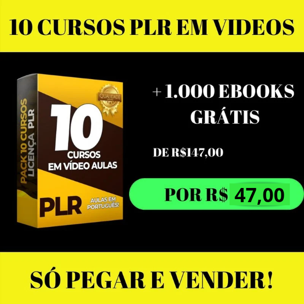 Pacote Completo de Cursos PLR em Vídeos + 1.000 E-books Grátis - Ma...