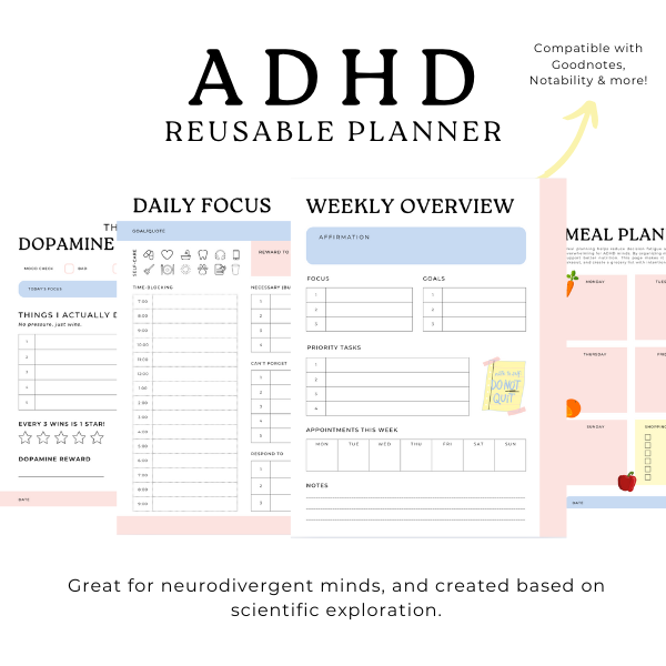 Neurodivergent ADHD Digital Planner - Reusable & Undated