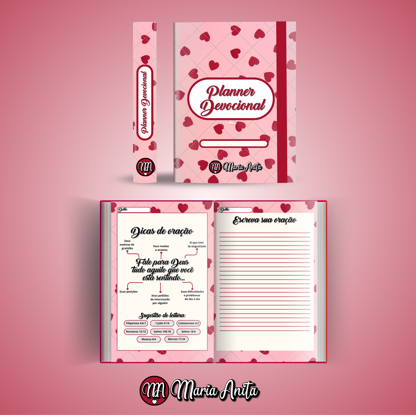 PDF - Planner Devocional - Pink Hearts