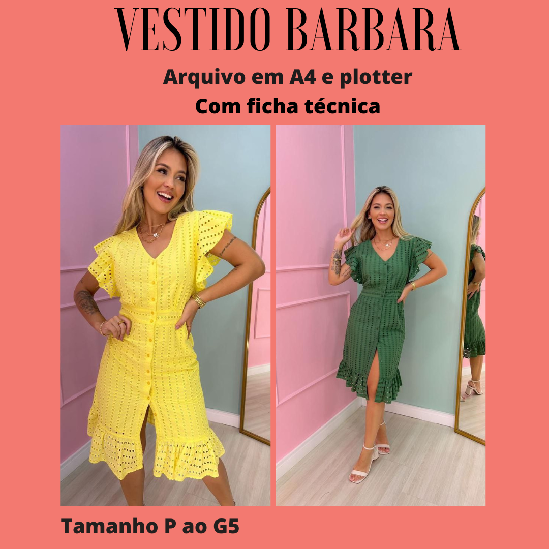 Molde vestido barbara - Molde em PDF Carol | Hotmart