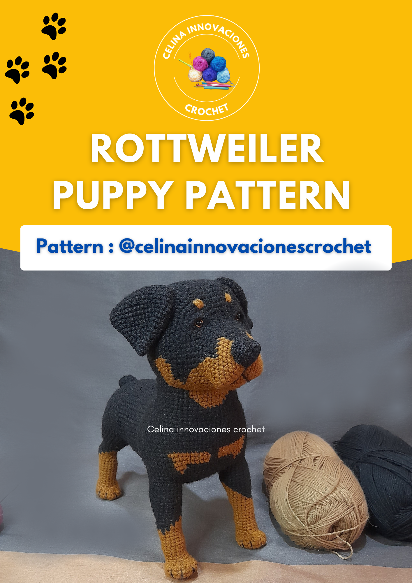 PDF PATTERN IN ENGLISH REALISTIC ROTTWEILER DOG CROCHET by Celina i...