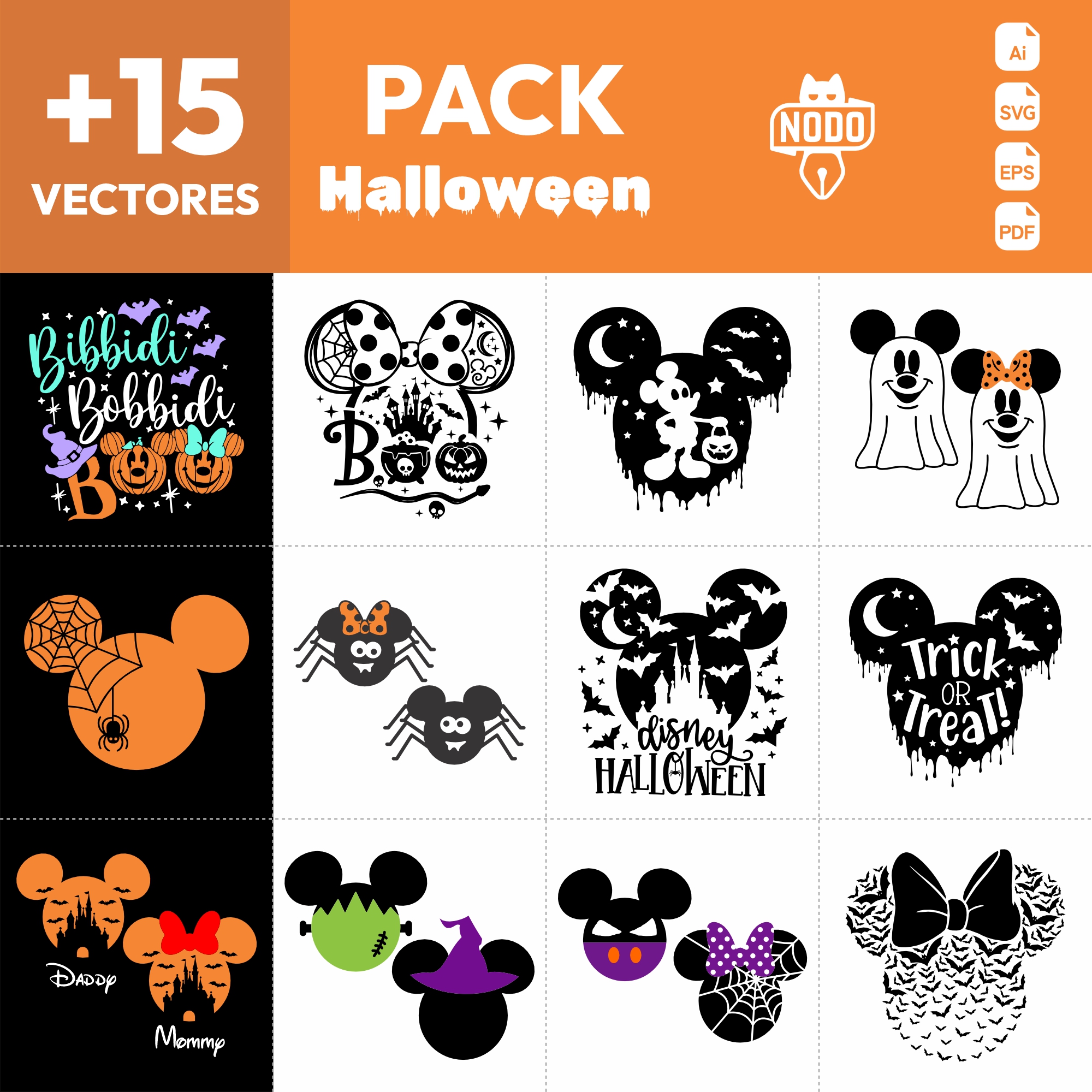 Pack Vectors Disney Halloween - Nodo SVG | Hotmart