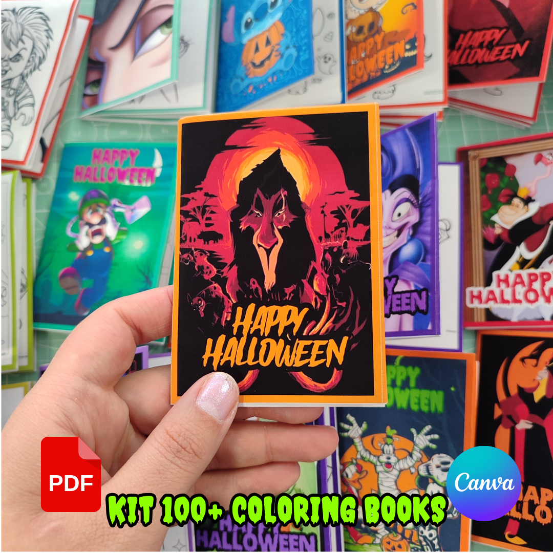 100+ Halloween Coloring Mini-Books (Printable PDF & Canva Edita...