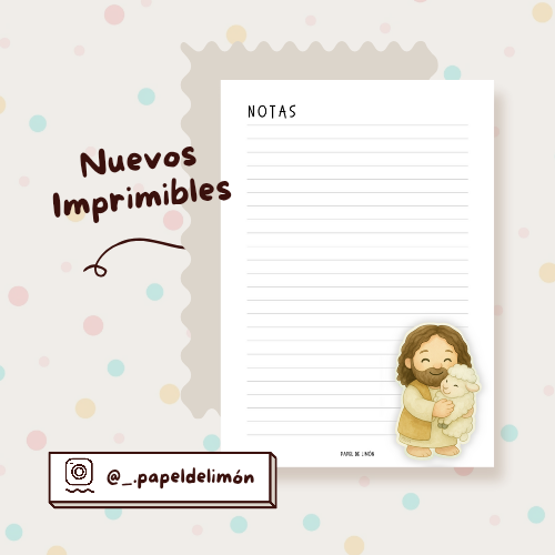 Hoja rayada para cuaderno/ notas imprimible Jesús - Micaela Cabeza...