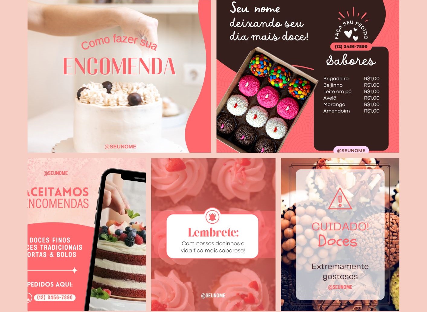 PACK POST INSTAGRAM - CONFEITARIA - Ana Clara Moreira Bernardo | Ho...