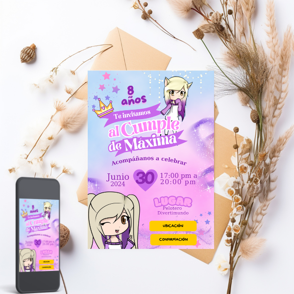 Invitación digital editable de Lyna Canva - MAREN JUSSETE SANCHEZ S...