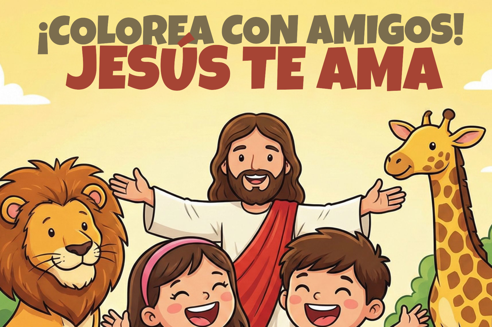¡Colorea con amigos! Jesús te ama. Libro para colorear para niños.