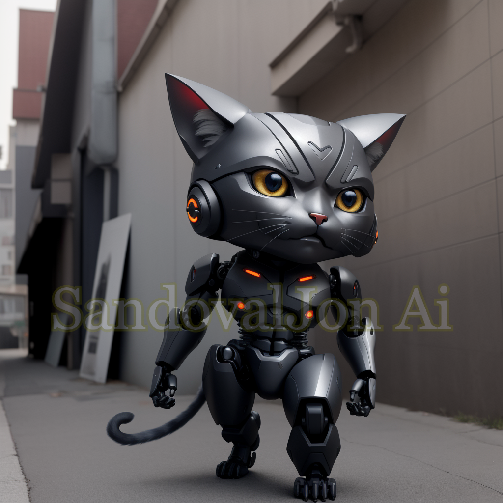 Digital Download - Cyborg Cat - AI Generated Art Print Poster Image - PNG