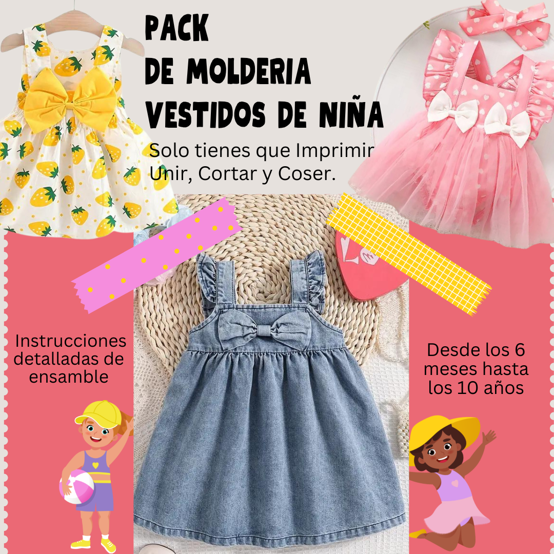 Patrones Vestidos de Niña Moldería de Alta Calidad
