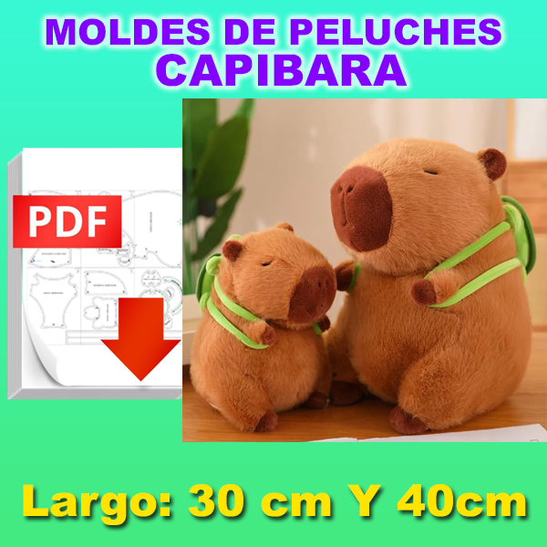 MOLDE DE PELUCHE CAPIBARA 30cm y 40cm DE ALTURA, EN PDF IMPRIMIBLE EN ...