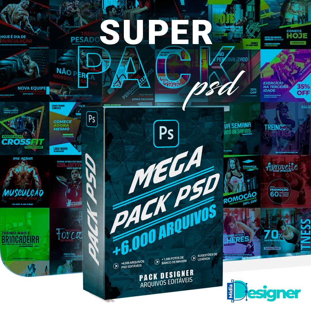 Mega Pack Photoshop com mais de 6.000 Artes para Mídias Sociais + B...