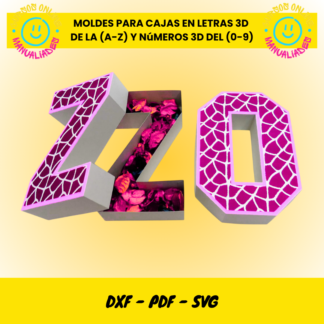 MOLDES DE CAJAS EN FORMA DE LETRAS Y NÚMEROS 3D - Karla Vanesa Zamb...