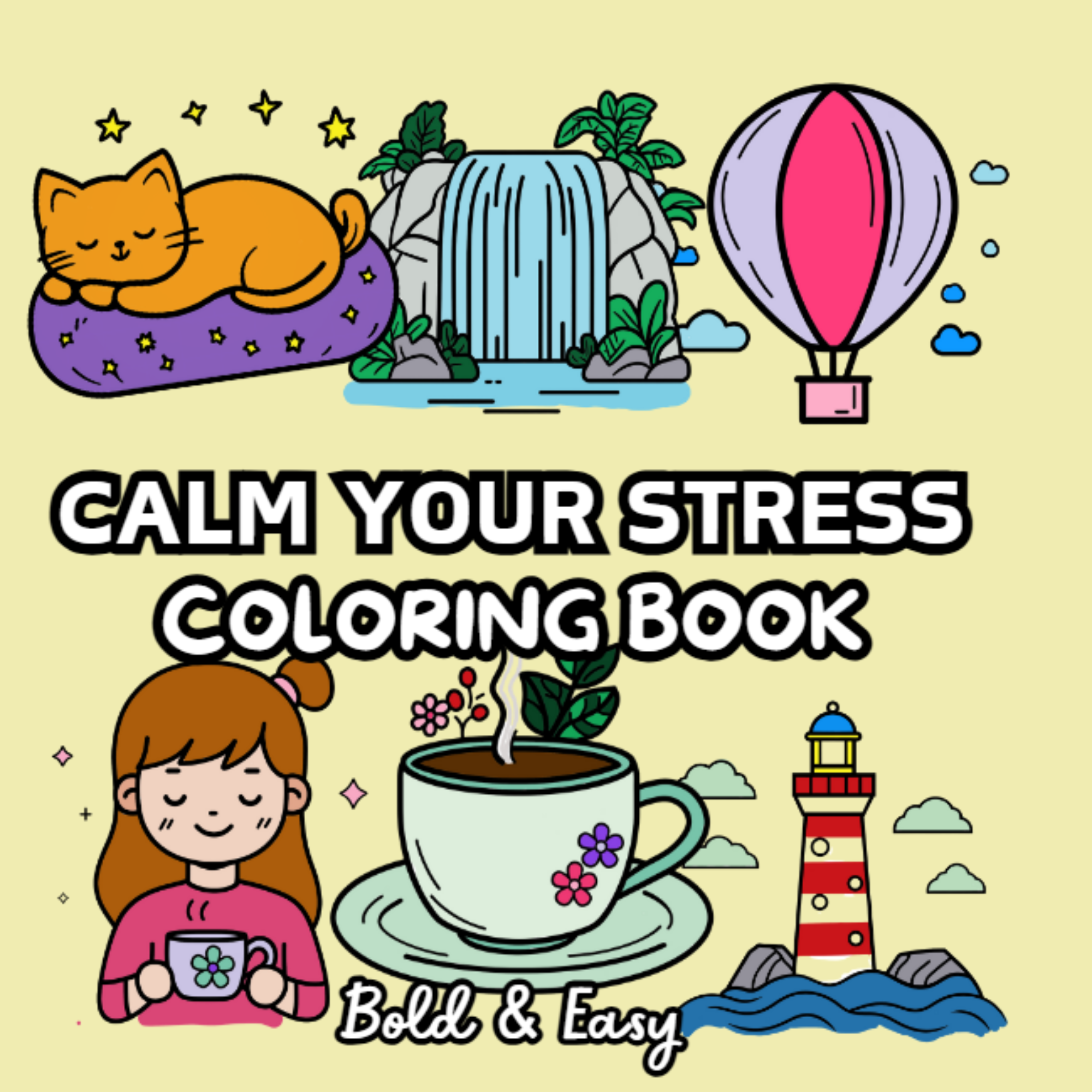CALM YOUR STRESS: Coloring Book Bold And Easy