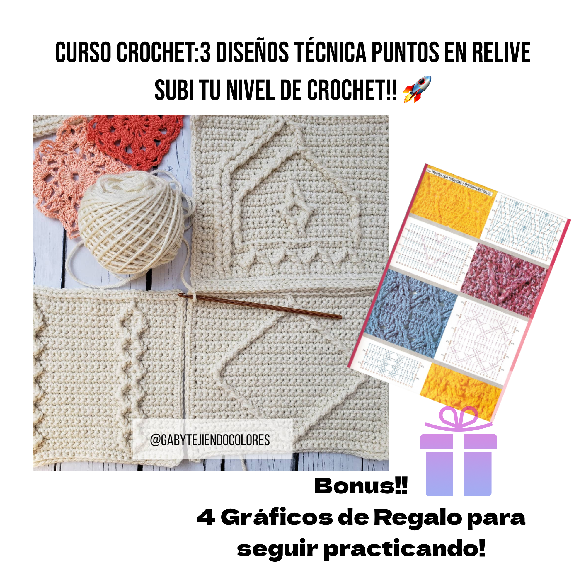 Curso Crochet Diseños en Punto en Relive + bonus! - Gabytejiendocol...