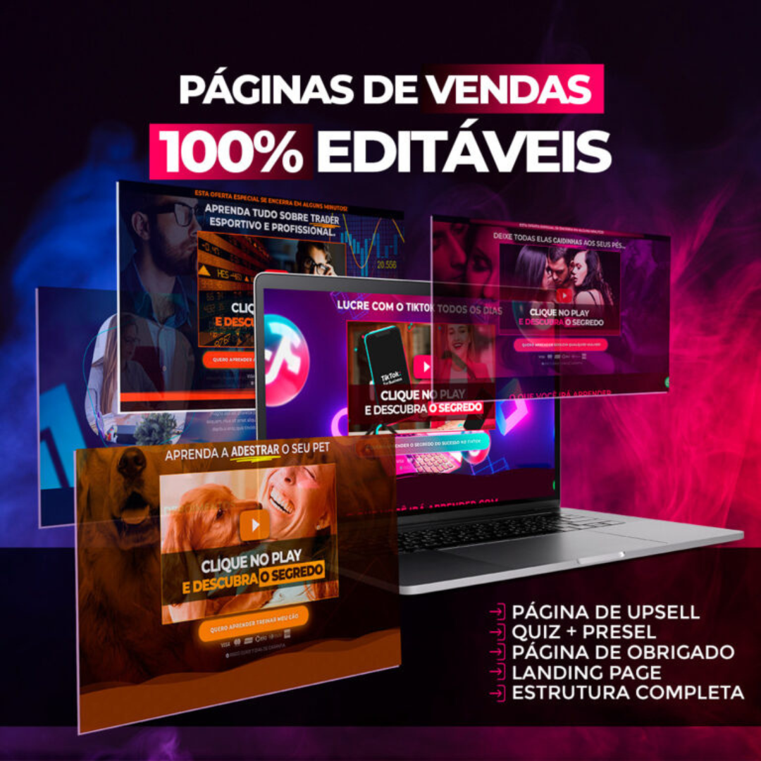 100 Páginas de vendas editáveis no canva + CURSO FACEBOOK ADS - CLU...