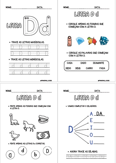 Atividade para alfabetização - Letra D - Jocris | Hotmart