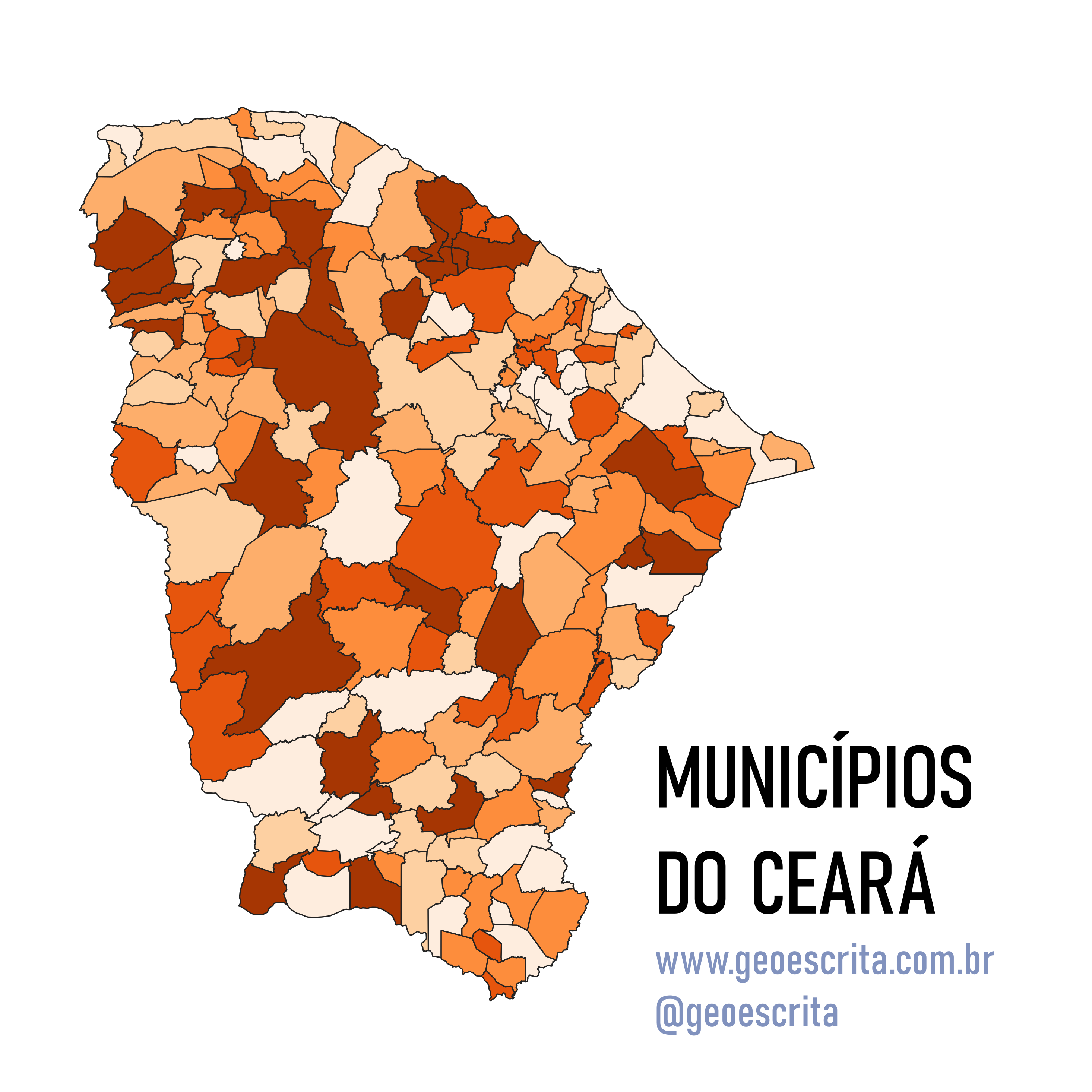 Municípios do Ceará - Mapa Editável para PowerPoint e SVG v2.0
