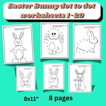 connect the dots, Easter Bunny dot to dot worksheets 1-20 - abdella...