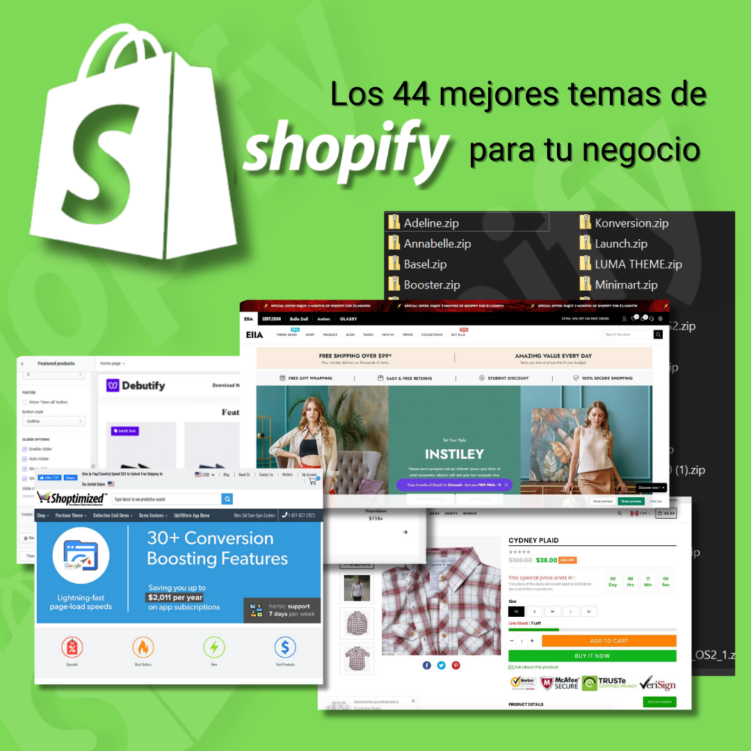 Colección de 44 temas para Shopify para crear una tienda exitosa