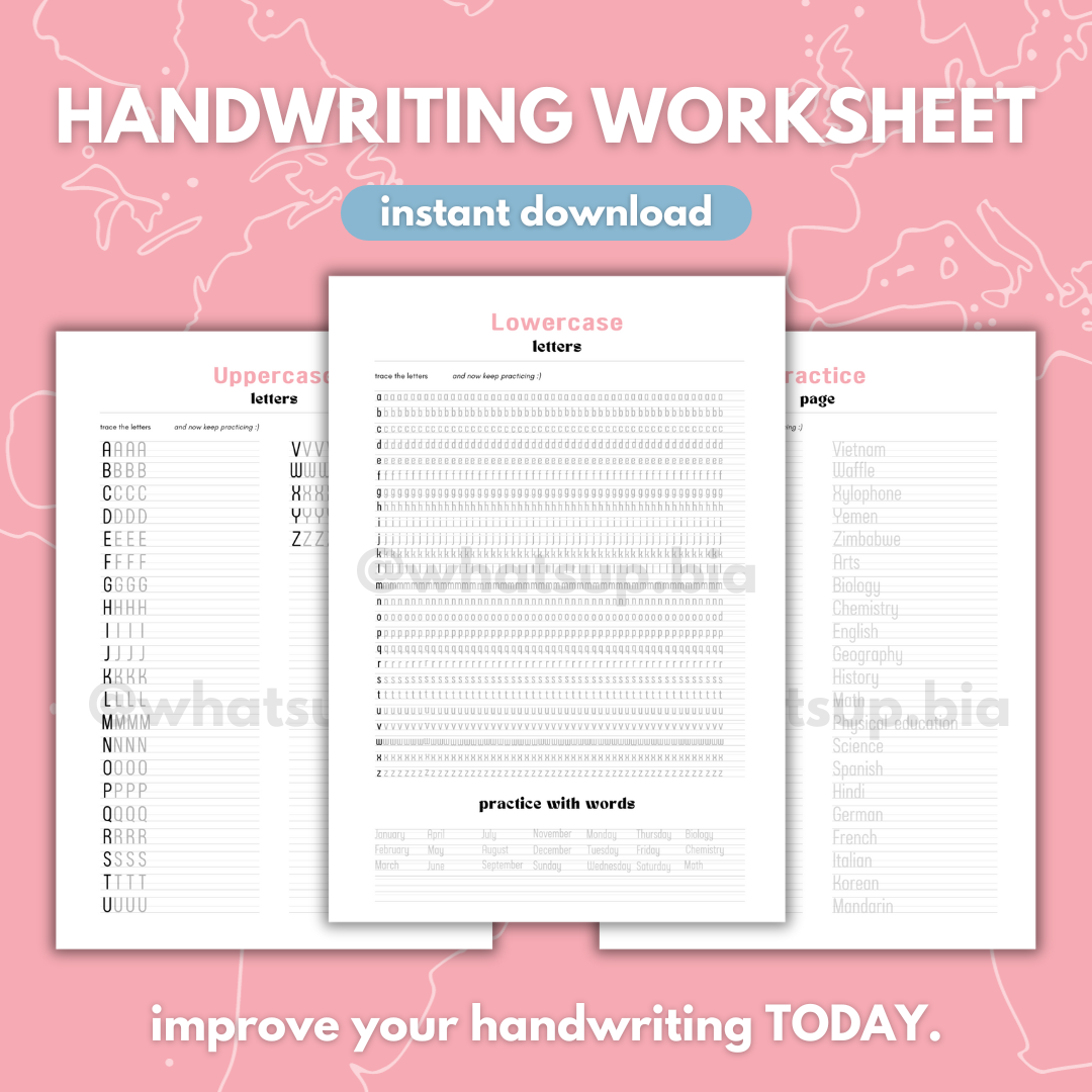 Handwriting Practice Worksheet - 10 Pages (Letters and Words) | Pri...