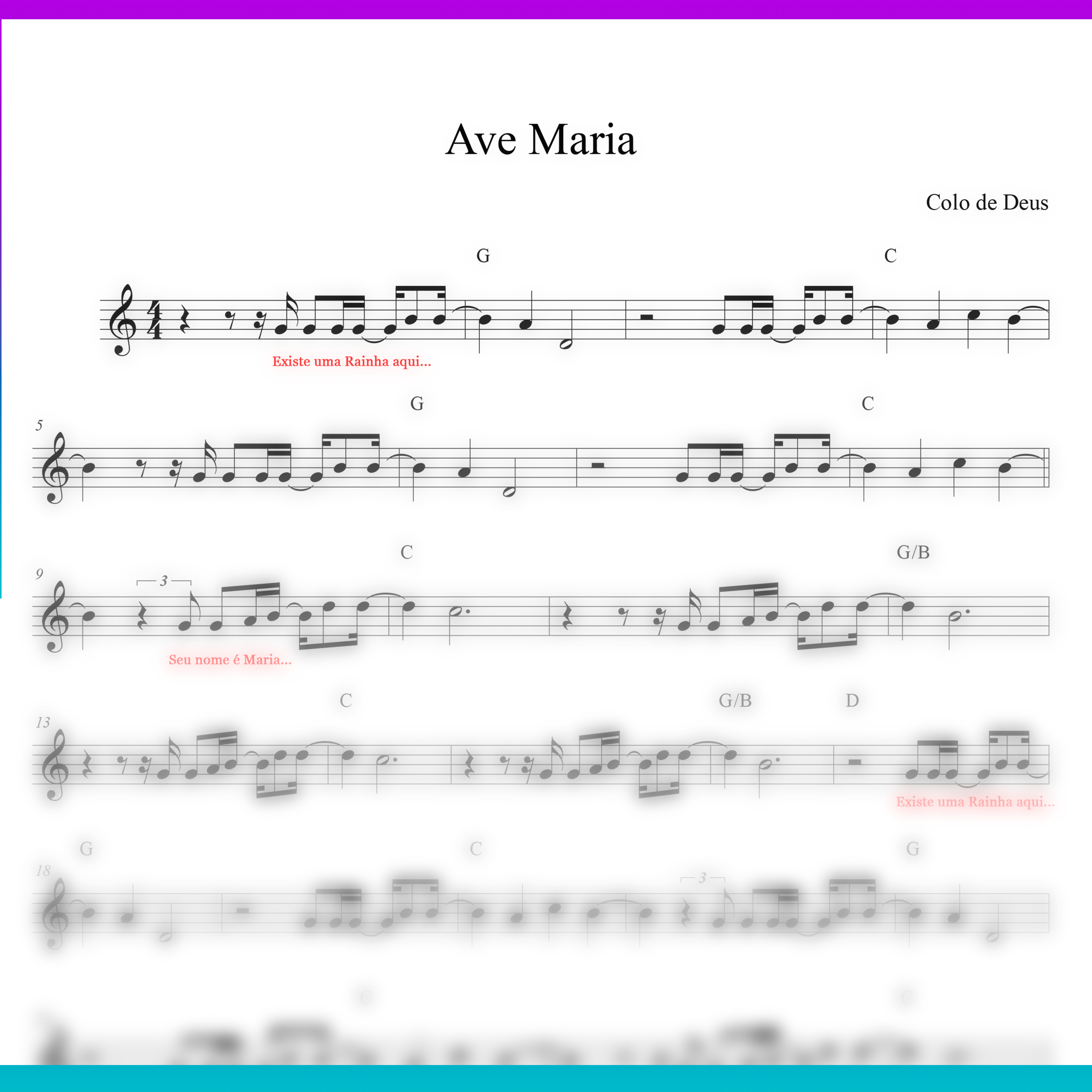 PARTITURA AVE MARIA - COLO DE DEUS - Anderson Santini | Hotmart