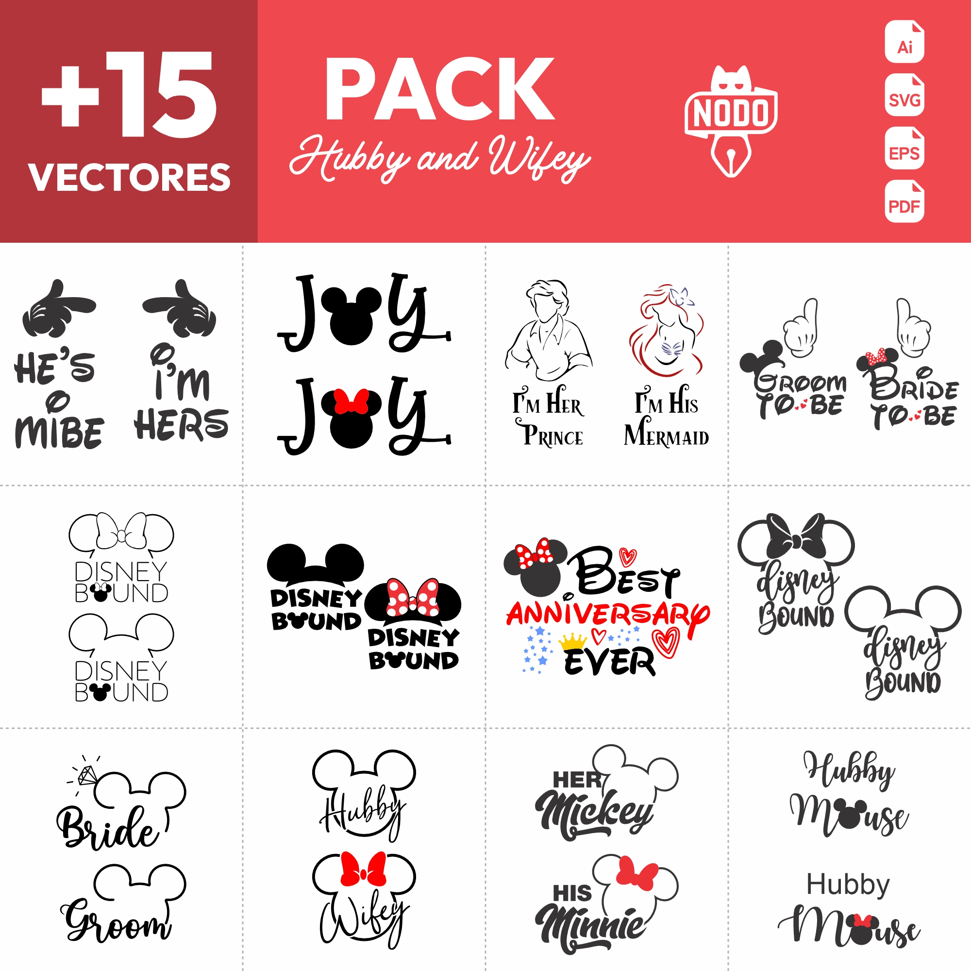 Pack Vectors Disney Hubby and Wifey