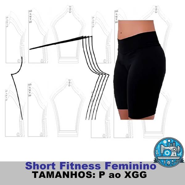 Molde Digital de Short Fitness Feminino (P ao XGG)