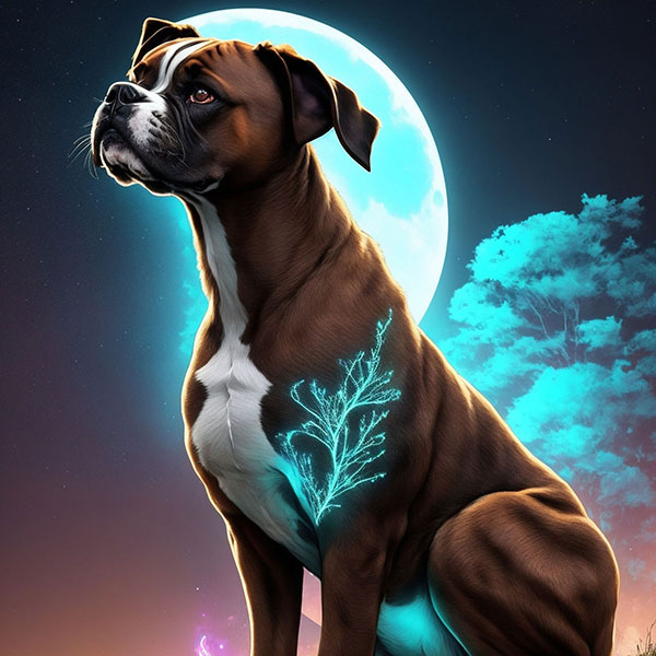 Ecos Lunares: El Boxer Majestuoso en la Noche Celestial - Eduardo
