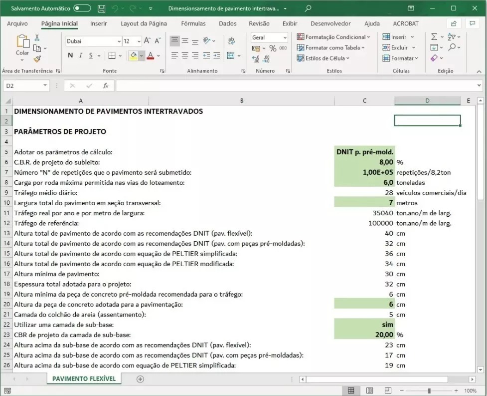 Kit de planilhas em excel para dimensionamento de pavimentos - João...
