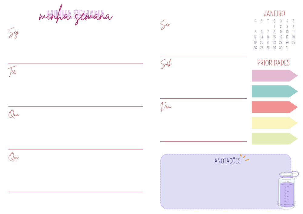 Planner Semanal: Organize sua Rotina com Eficiência e Estilo - JL C...