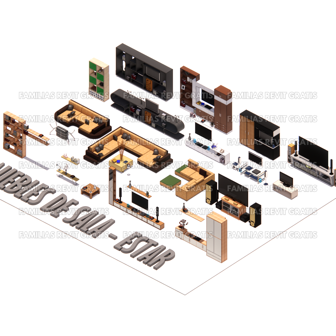 FAMILIAS REVIT PREMIUM DE MUEBLES DE SALA - ESTAR - MASTER BIM | Ho...