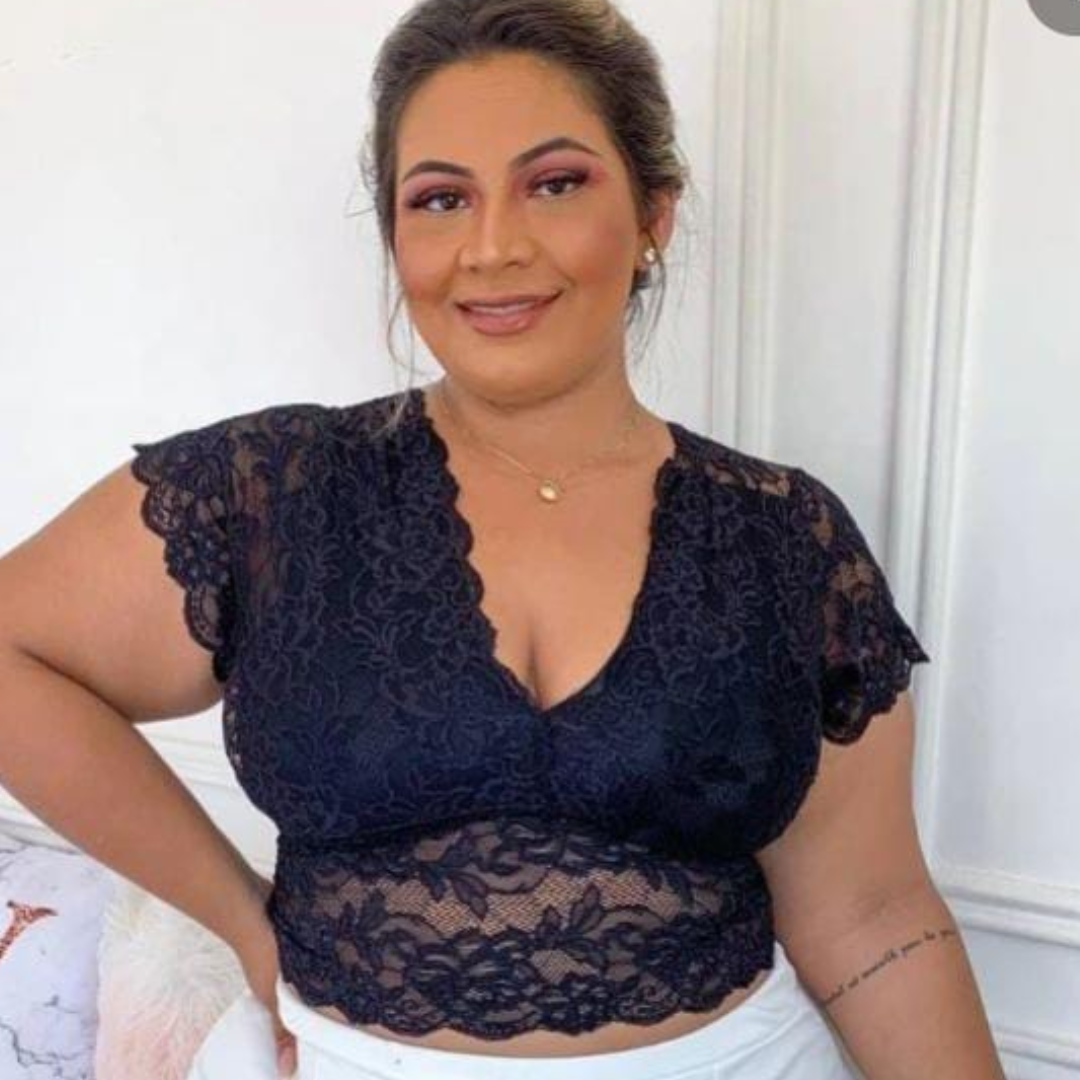 MOLDE DE CROPPED EM RENDA COM DECOTE EM V - Escola de Moda e Beleza...