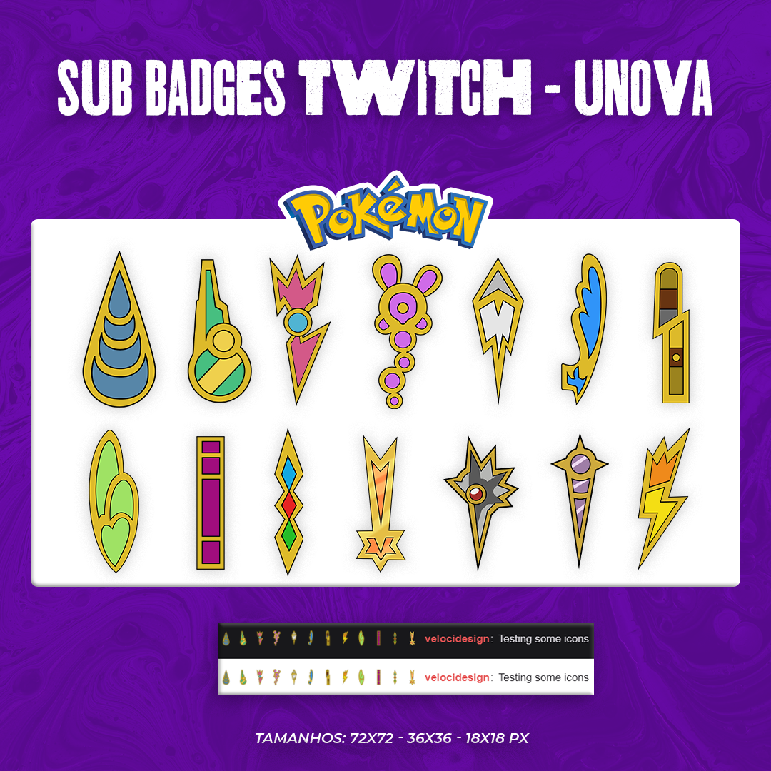 SUB BADGES TWITCH - INSÍGNIAS UNOVA POKEMON