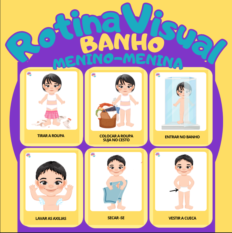 Rotina Visual BANHO Menina/Menino - Autistoys | Hotmart