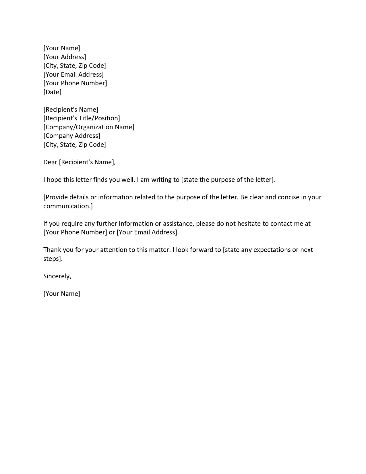 Template Support Letter_Visa Application