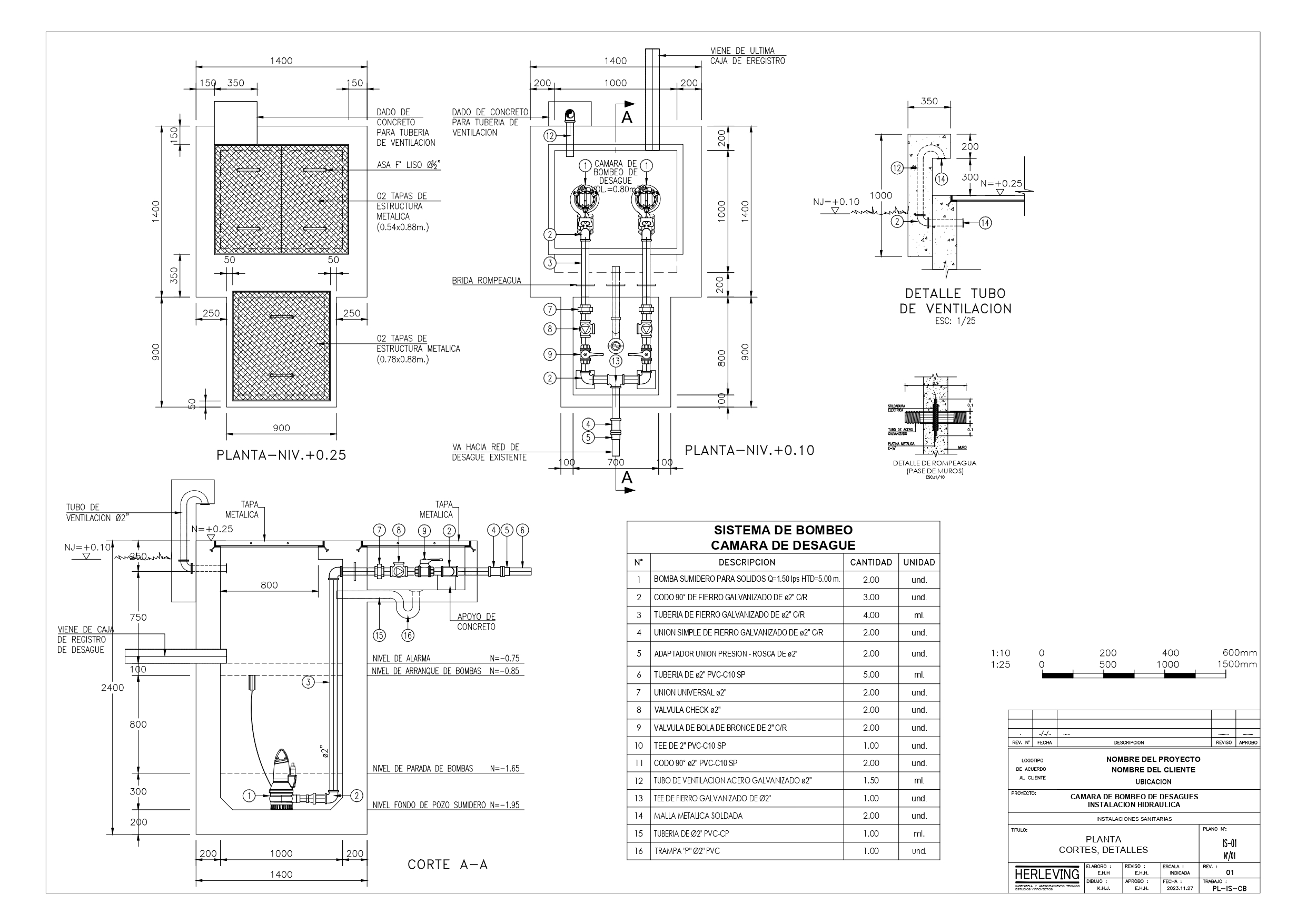 CAMARA DE BOMBEO DE DESAGUES PARA EDIFICACIONES - Emerson Herrera