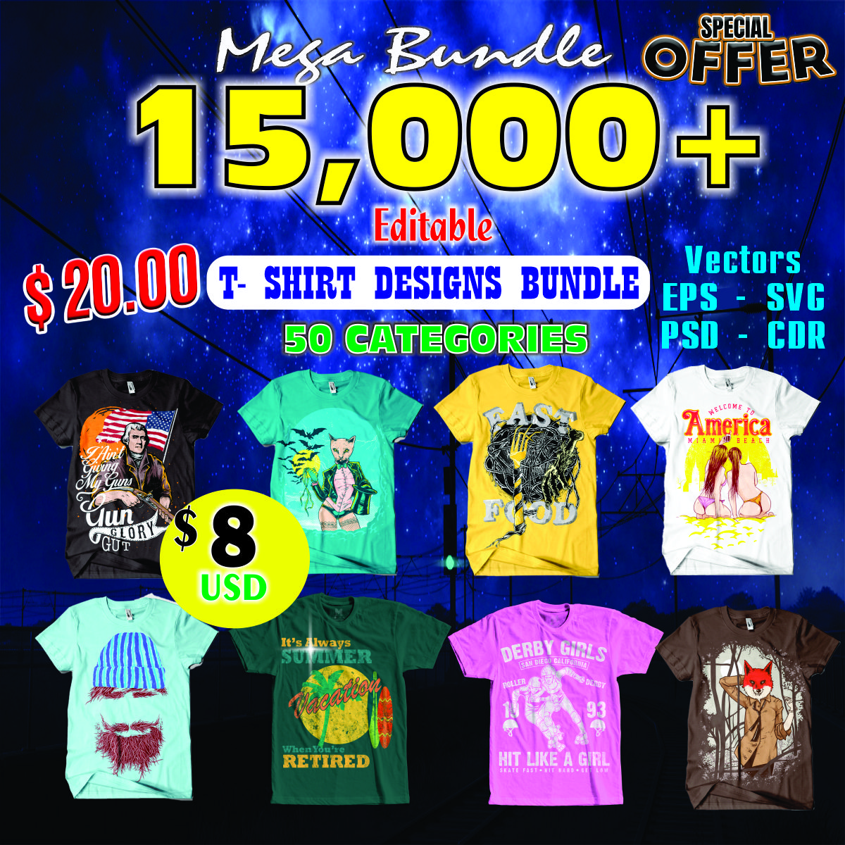 MEGA BUNGLE 15,000 T - SHIRT DESIGN